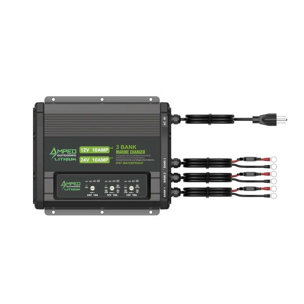 Amped Outdoors 3 Bank 12V/24V On-Board Battery Charger — Eco Fishing Shop